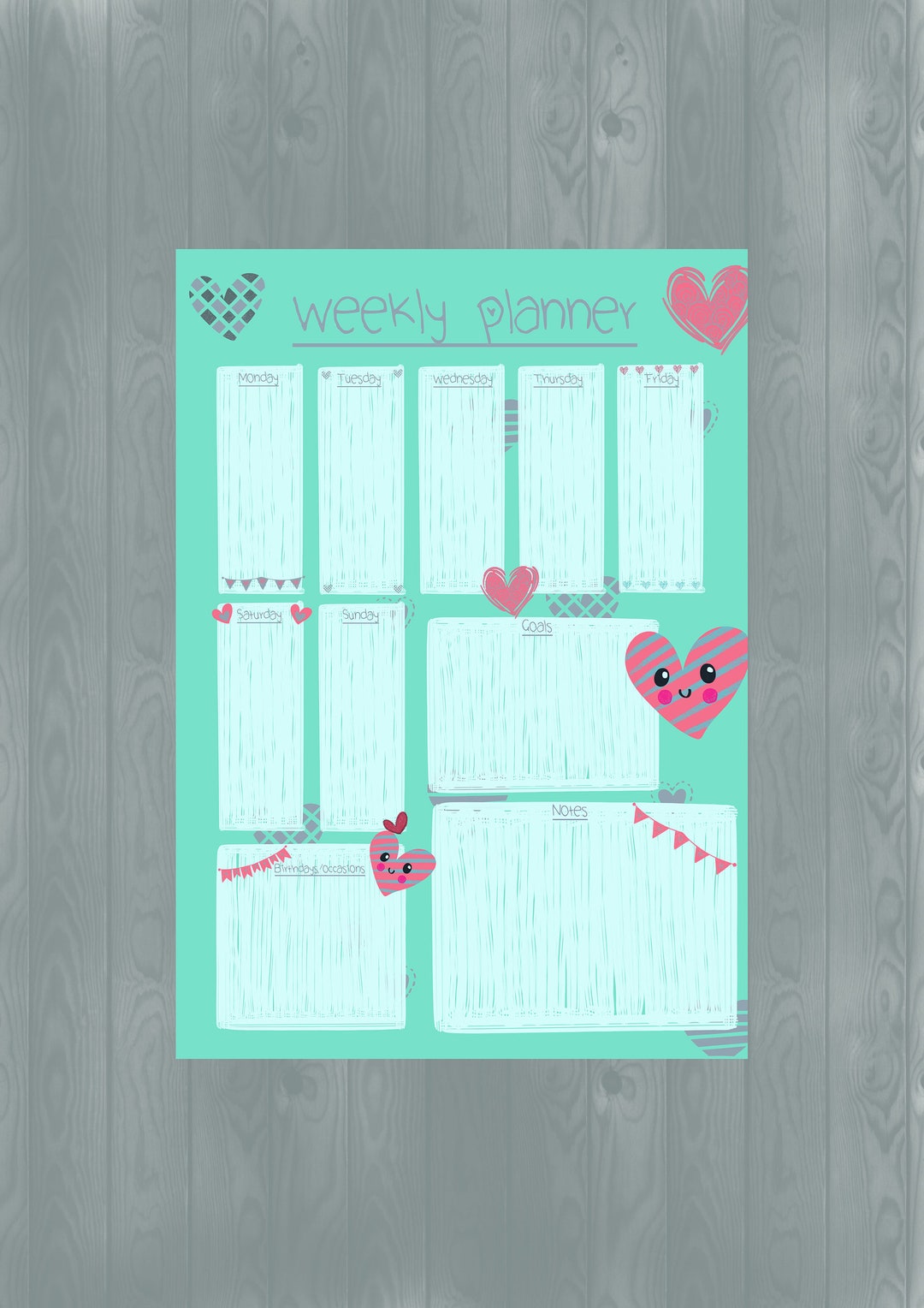 Printable Weekly Planner - Hearts Digital Planner Goodnotes - Etsy