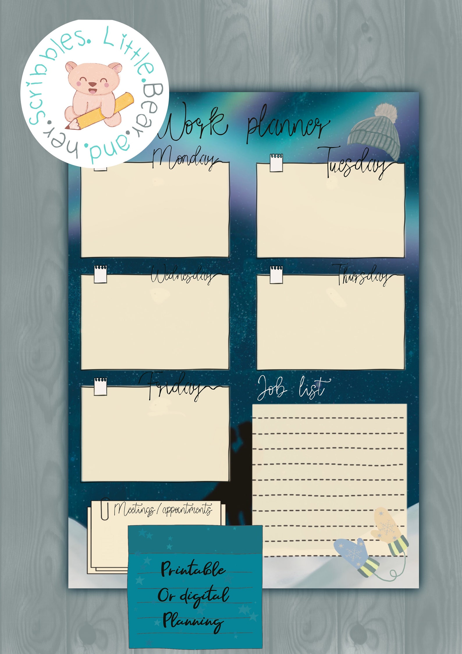 PDF A4 Printable Weekly & Work Planner Northern Lights - Etsy