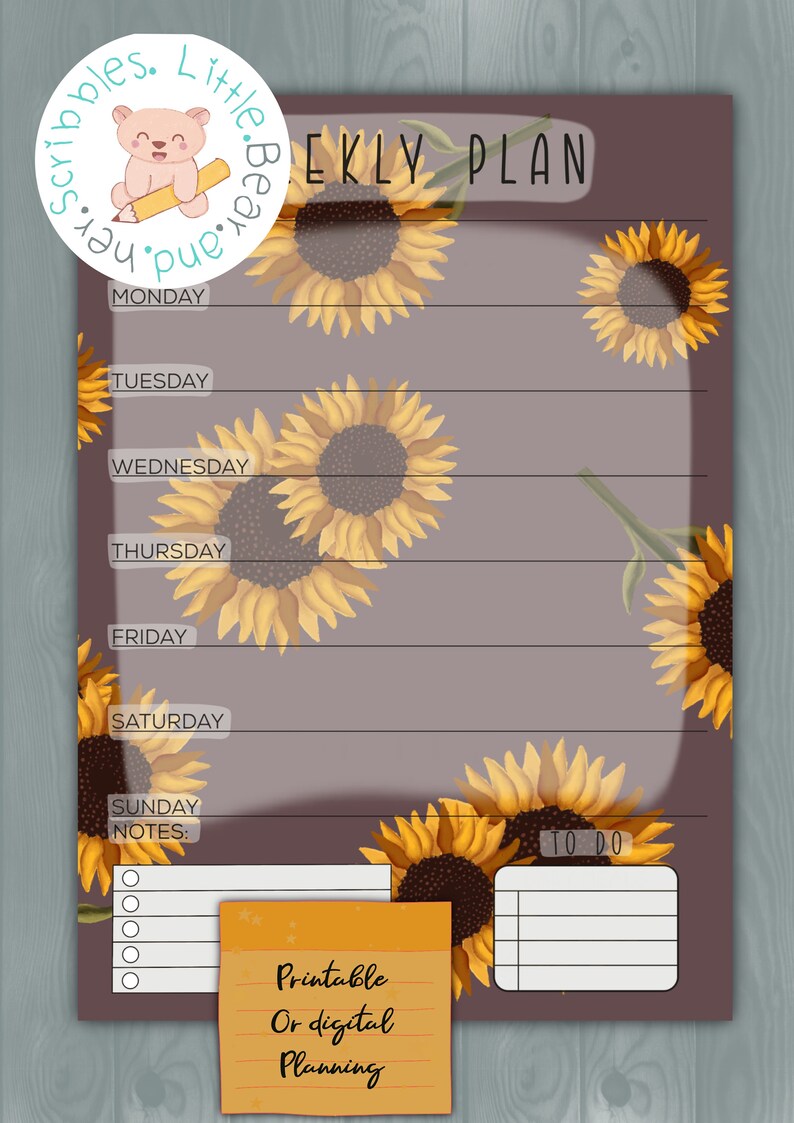 PDF Weekly Planner, Printable and Digital Weekly Planner - Brown ...