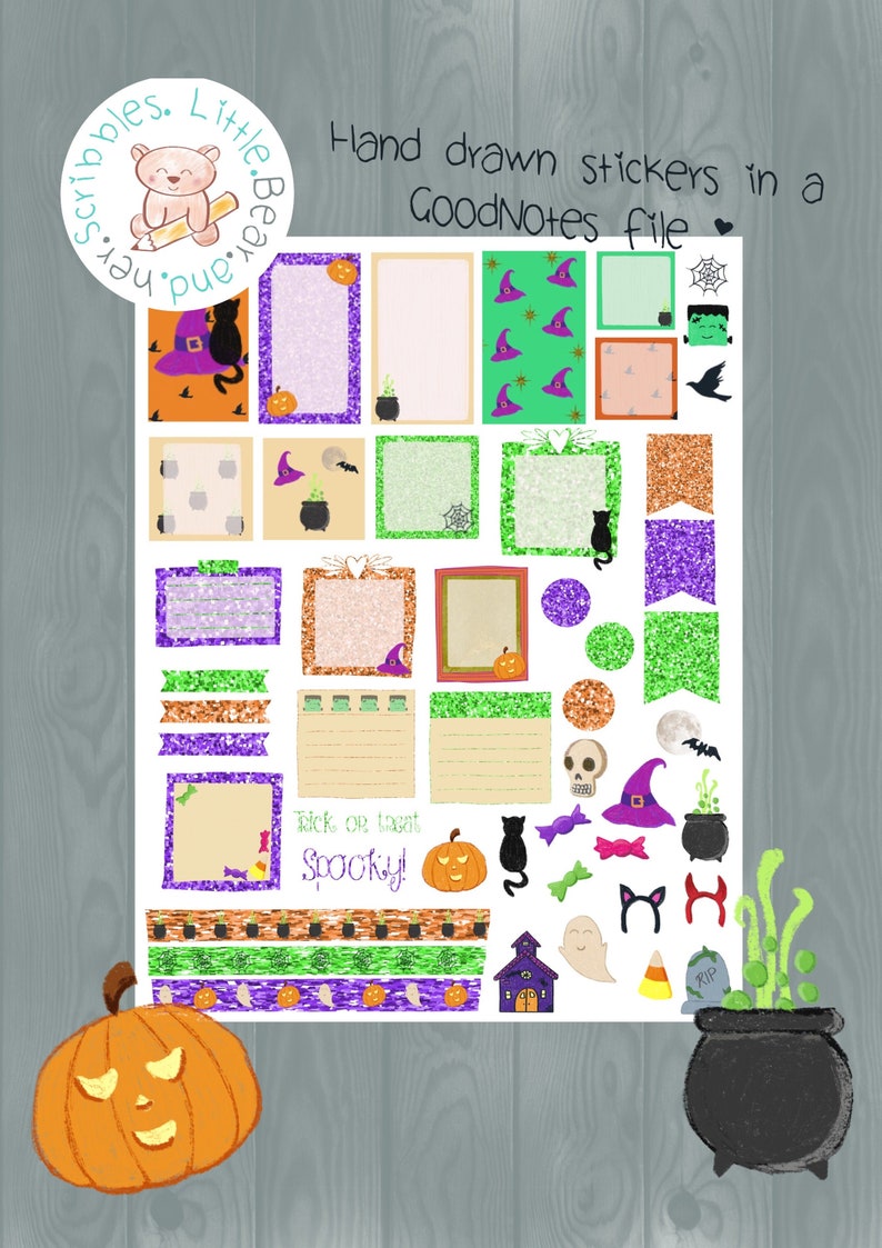 Halloween Precropped Goodnotes & Individual Png Digital Stickers ...