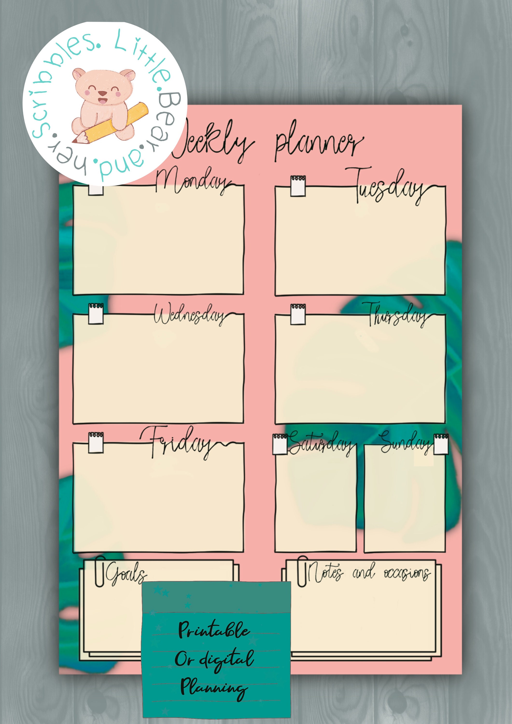 PDF Weekly Planner, Printable and Digital Weekly Planner - Tropical ...