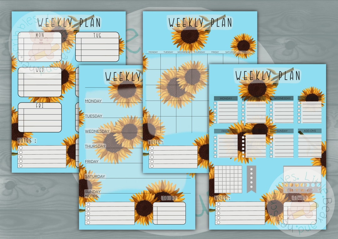 PDF Weekly Planner, Printable and Digital Weekly Planner - Blue ...