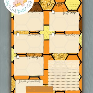 PDF A4 Printable Weekly Work Planner - Honey Bee Printable and Digital ...