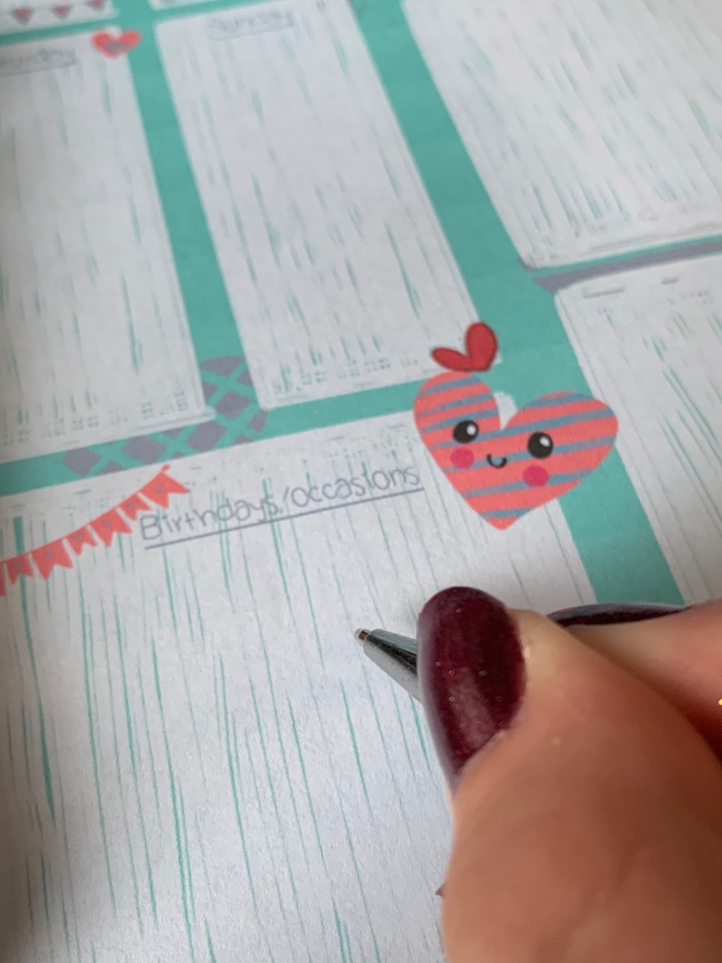 Printable Weekly Planner - Hearts Digital Planner Goodnotes - Etsy