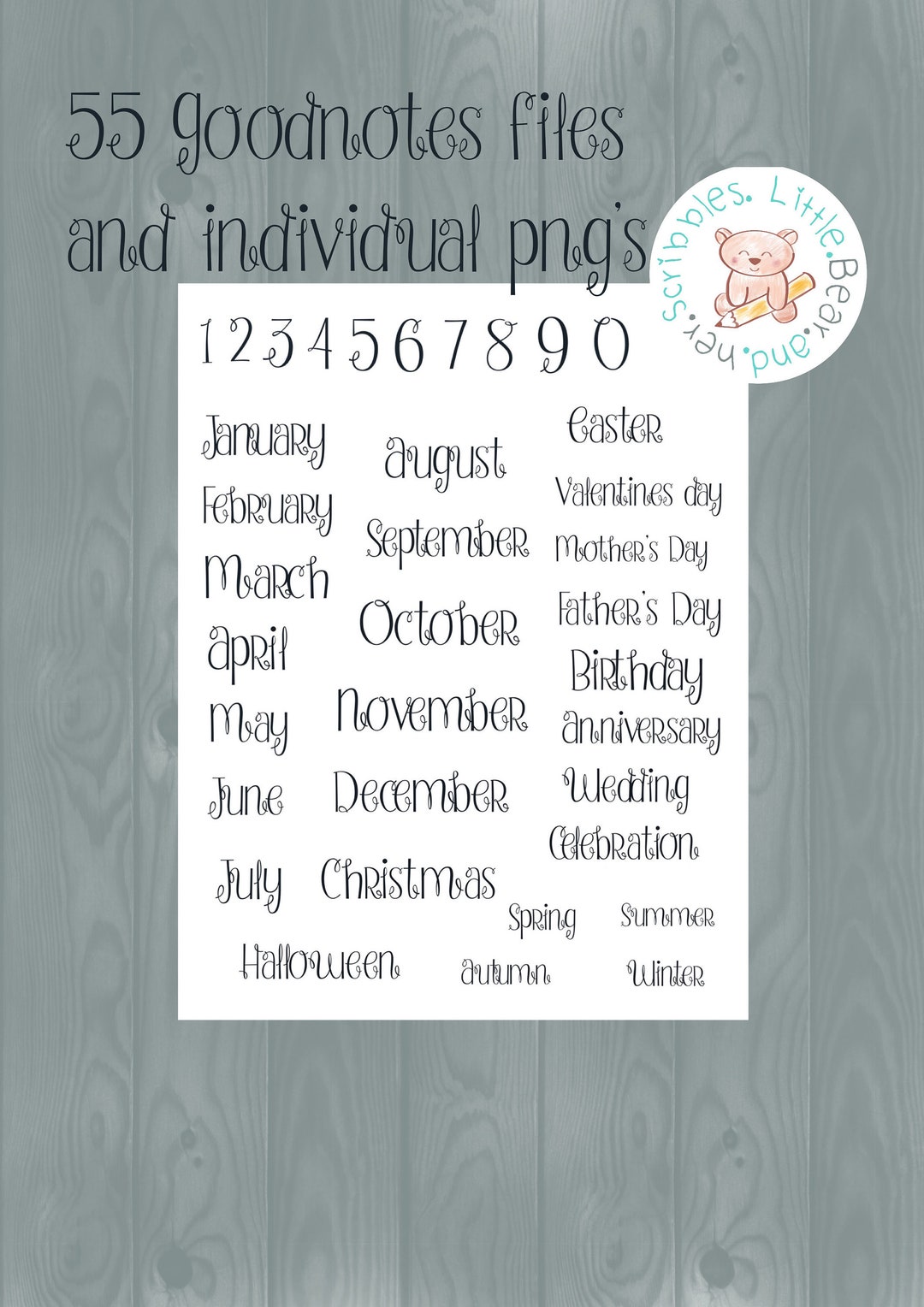 Precropped Goodnotes and Individual Png Digital Stickers, 55 Every Day ...