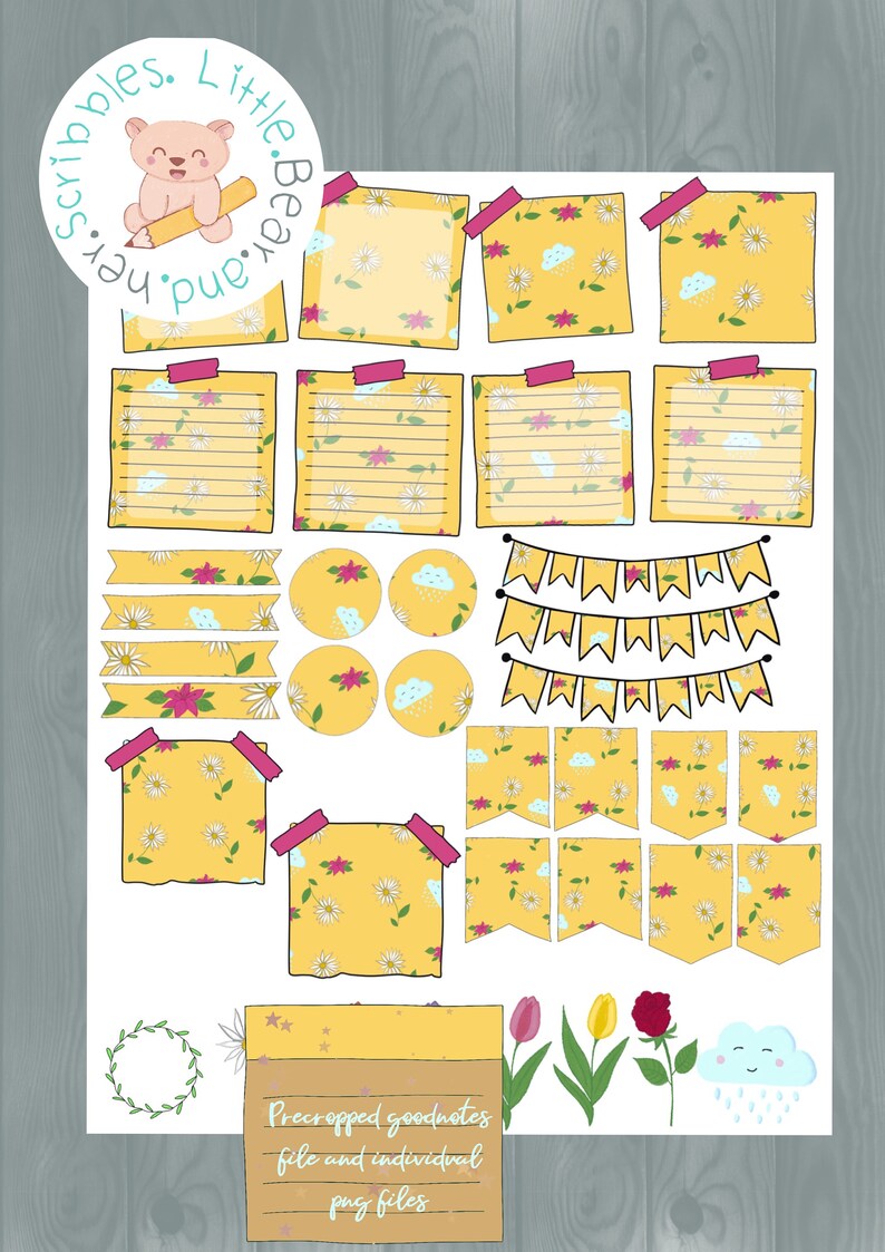 Precropped Spring Digital Stickers - Goodnotes Files and Individual Png ...