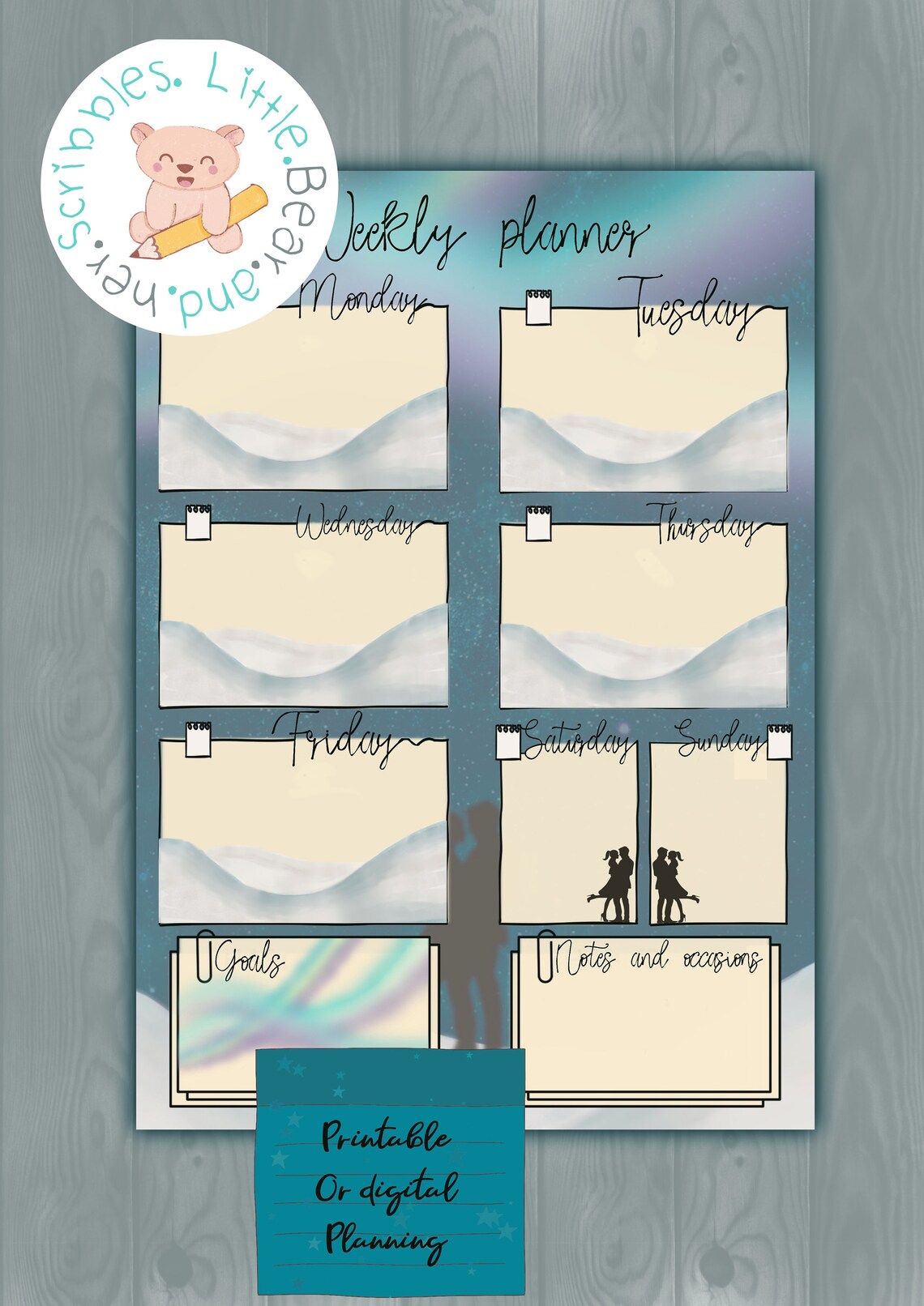 PDF A4 Printable Weekly & Work Planner Northern Lights - Etsy