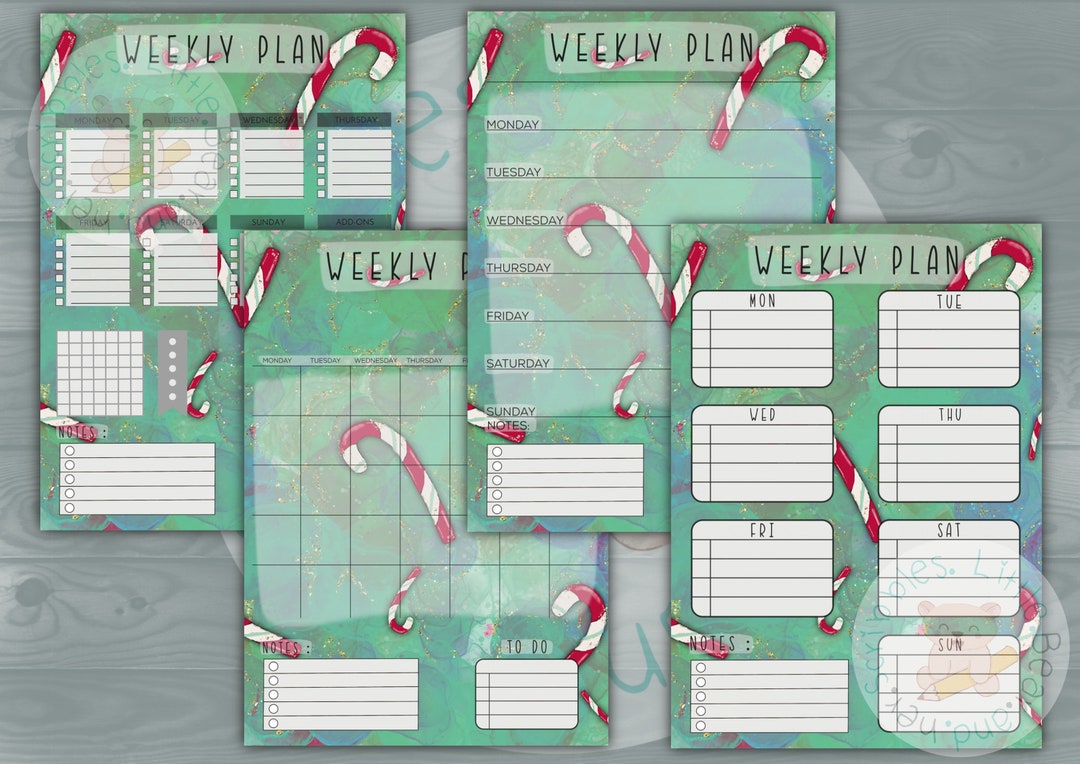 PDF Weekly Planner, Printable and Digital Weekly Planner - Candy Cane ...