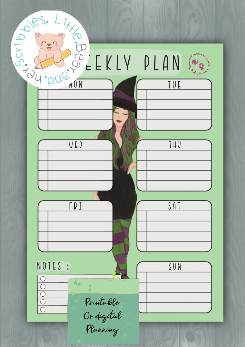 PDF Weekly Planner, Printable and Digital Weekly Planner - Halloween ...