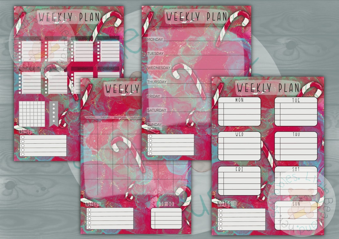 PDF Weekly Planner, Printable and Digital Weekly Planner - Candy Cane ...