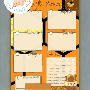 PDF A4 Printable Weekly Work Planner - Honey Bee Printable and Digital ...