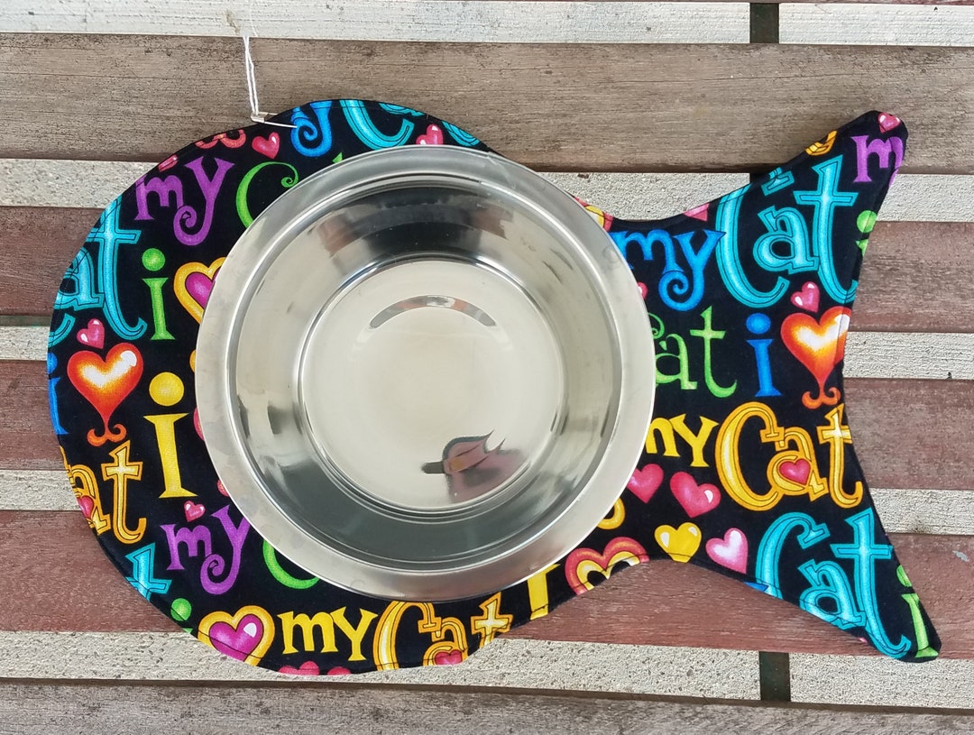 Cat Dish Bowl Mat - Fish Shaped - Etsy