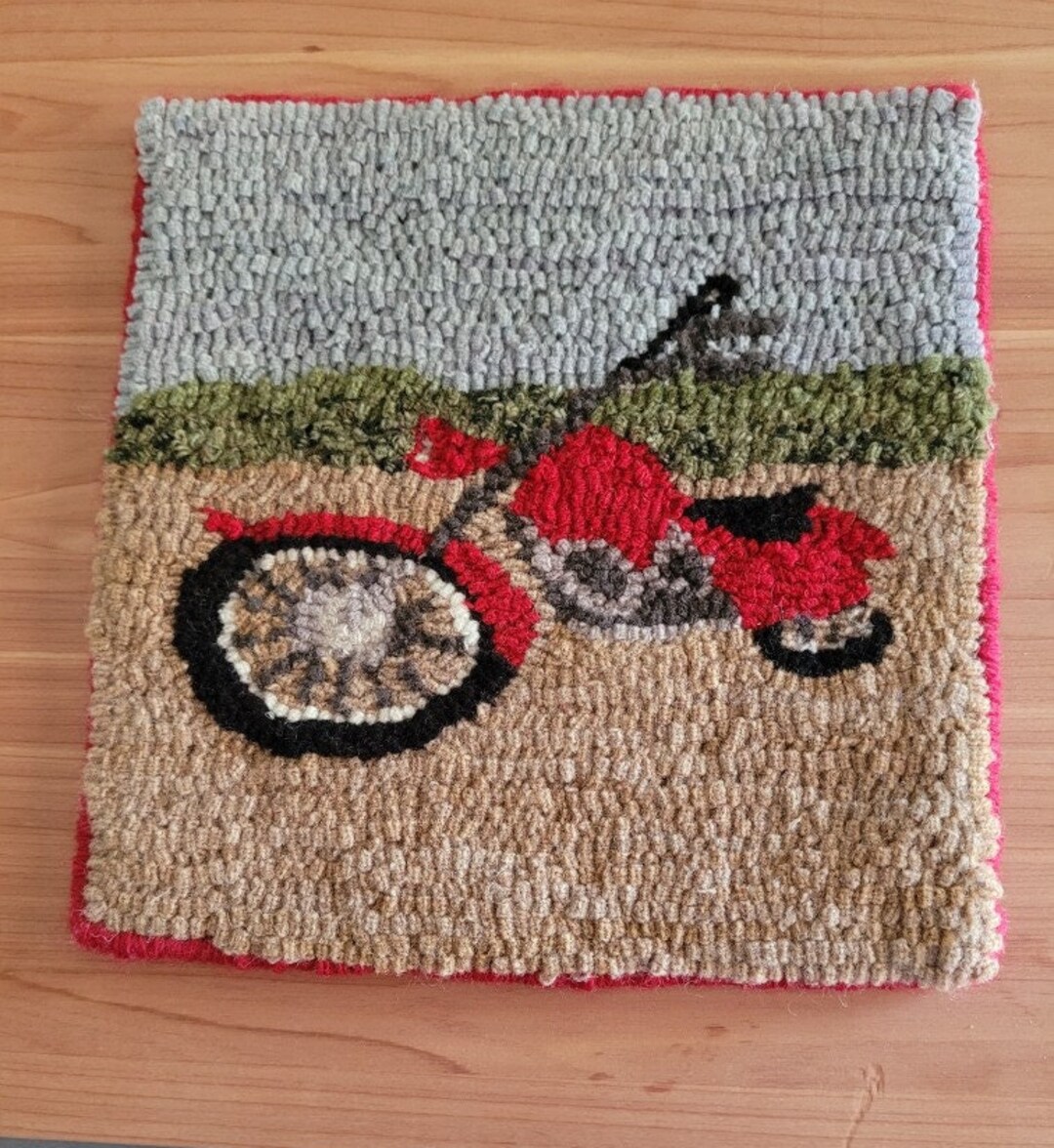 Mug Rugs Finished Hand Hooked Motorcycle - Etsy