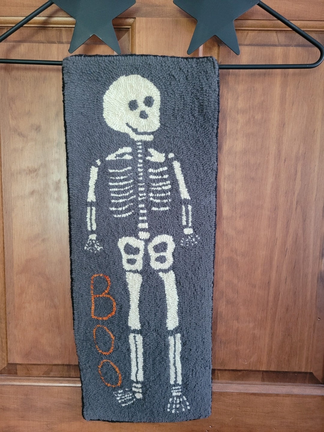 Skeleton boo Hand Hooked Wool Wall Hanging - Etsy