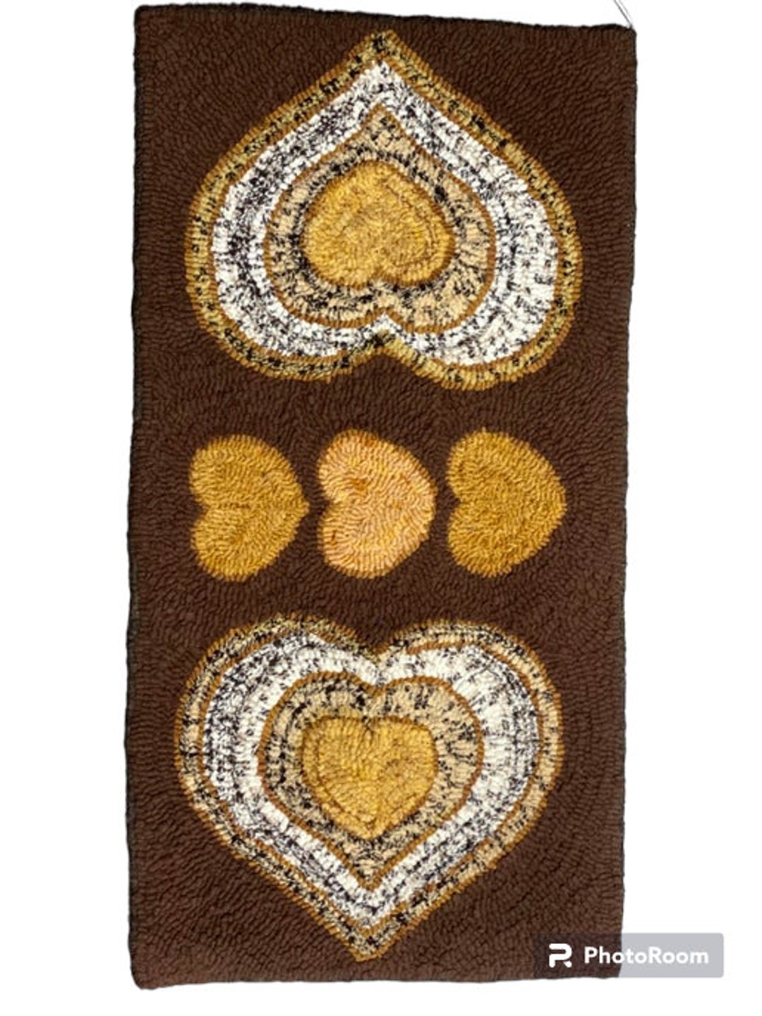 Hearts Finished Hand Hooked 100% Wool Table Mat 24" X 12" - Etsy