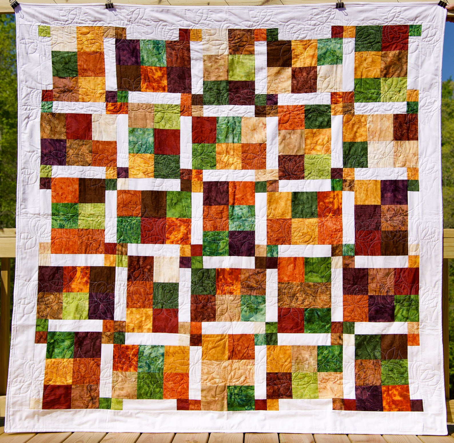 Full Size Fall Squares Quilt - Etsy