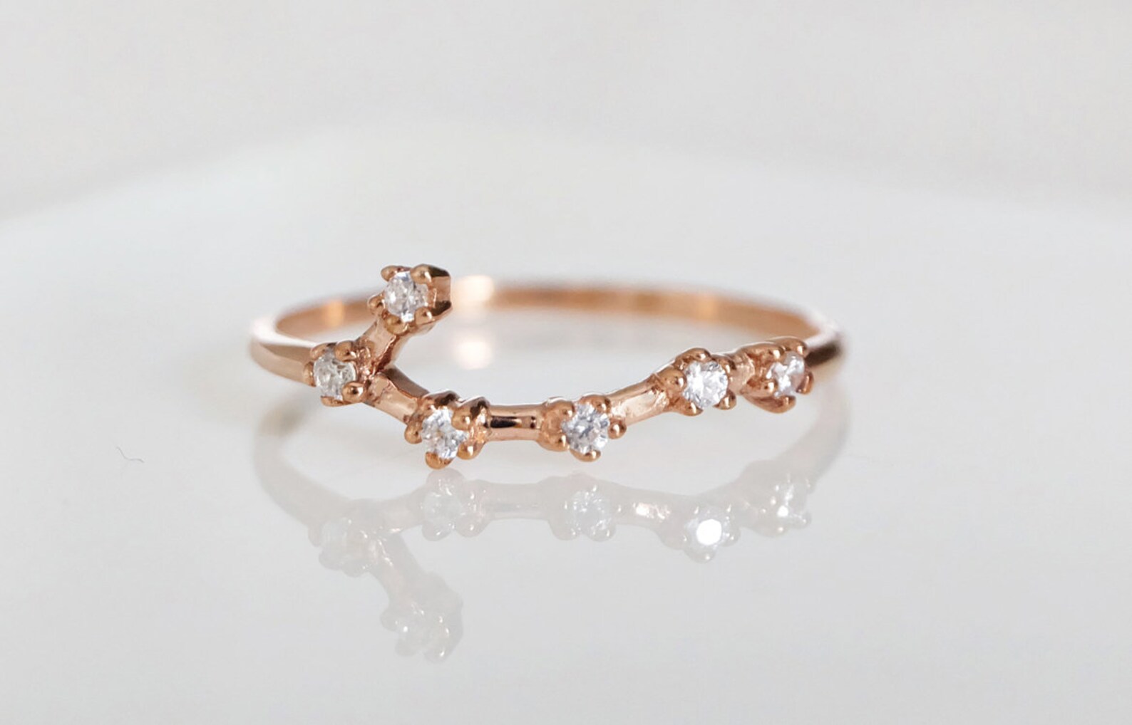 14k Gold Personalized Gemini Zodiac Constellation Ring With - Etsy