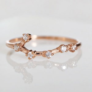 14k Gold Personalized Gemini Zodiac Constellation Ring With - Etsy