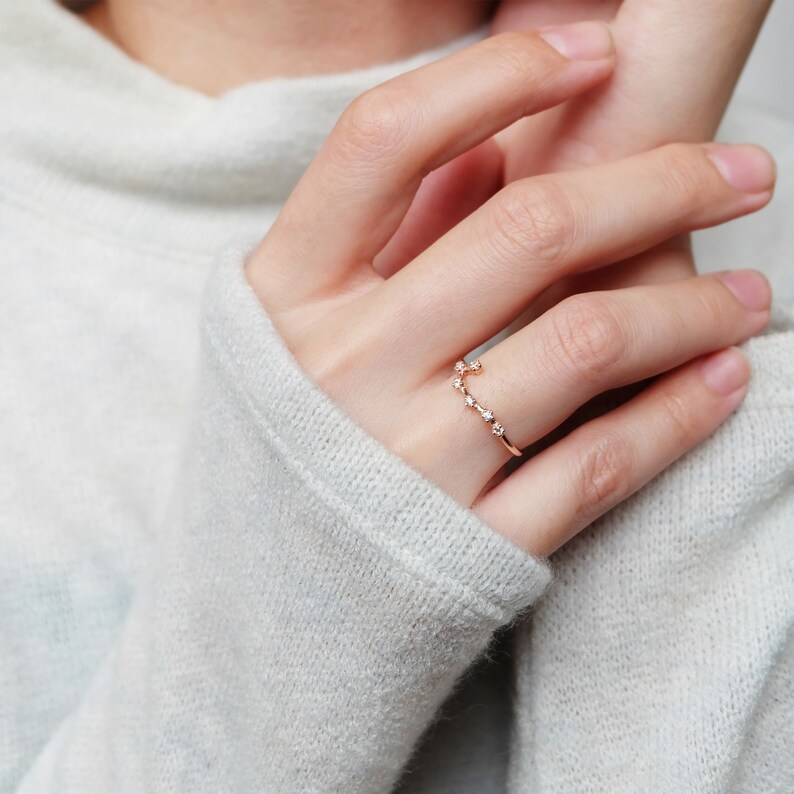 14k Gold Personalized Gemini Zodiac Constellation Ring With - Etsy