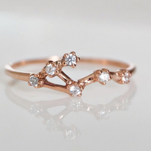 14K Solid Gold Libra Ring / Zodiac Ring / Horoscope Ring / - Etsy