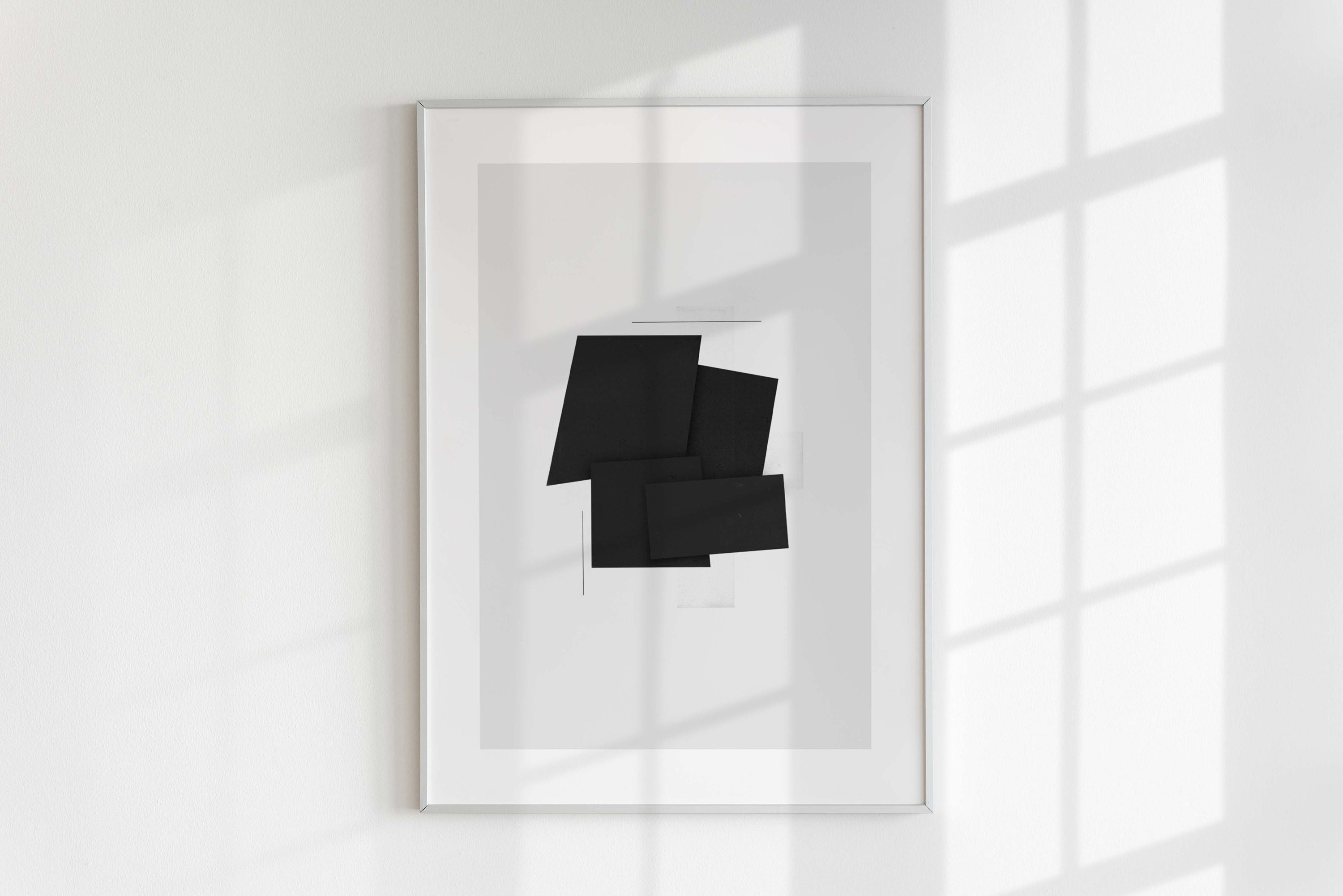Modern Black and White Square Poster, Minimalist Geometric Wall Art ...