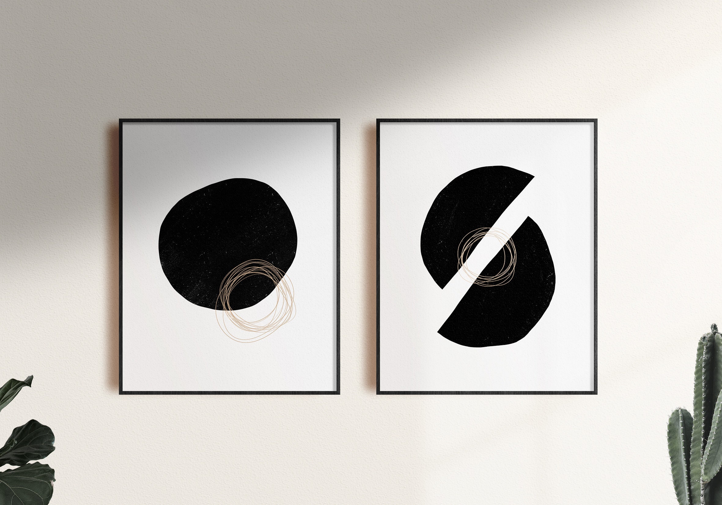 Set of 2 Minimalist Black and White Prints Contemporary Set | Etsy