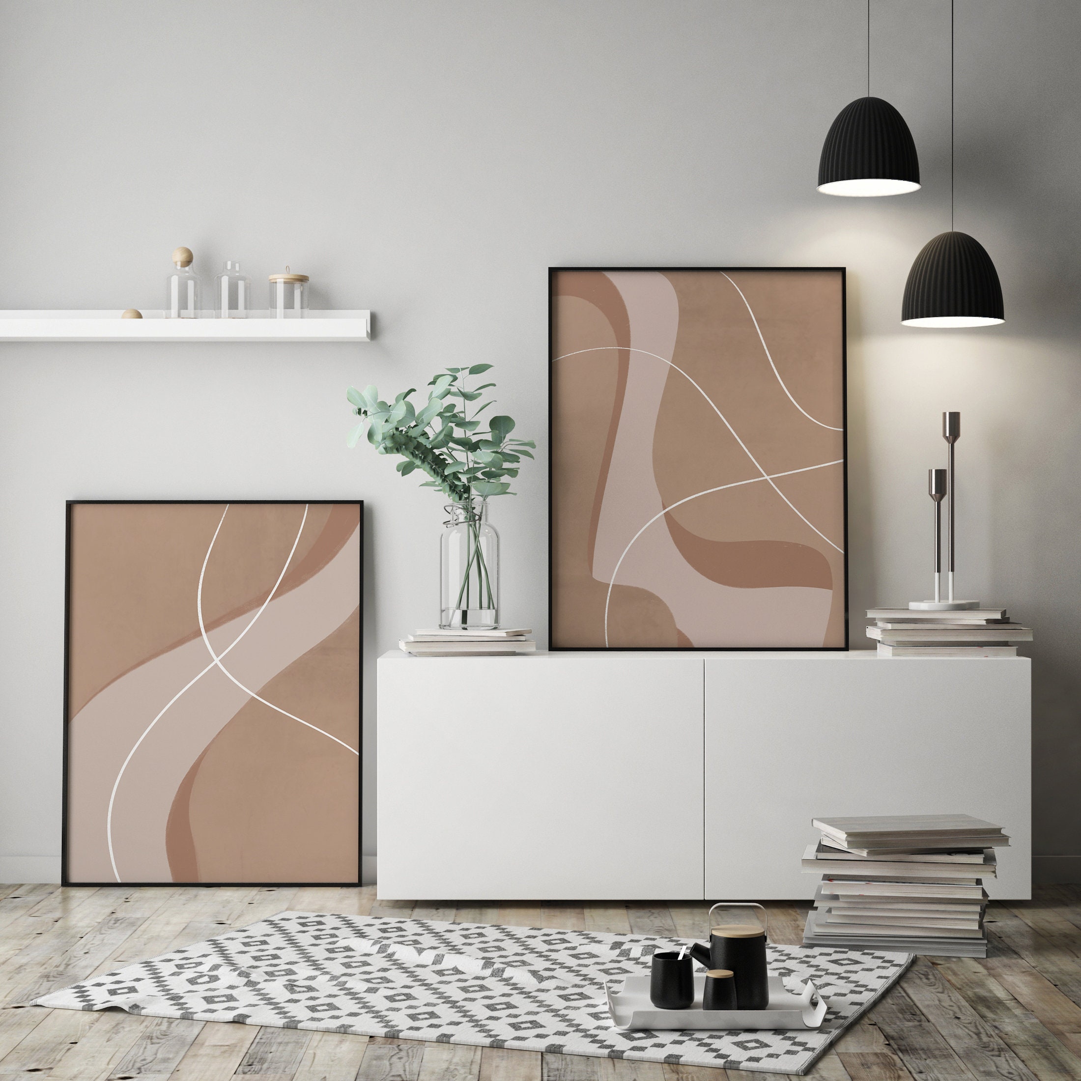 2er Set Abstrakte Drucke, moderne Galerie Wandkunst, nackte Kunst, druckbare minimalistische ...