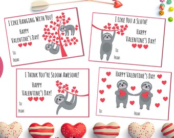 Cute Sloth Classroom Candy Holder Valentines Cute Animal - Etsy