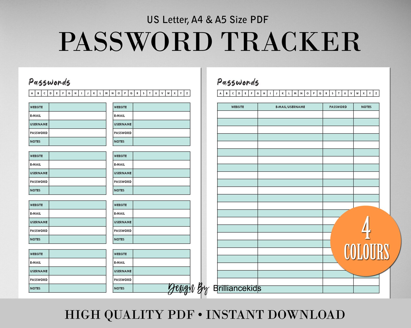 Printable Password Tracker, Password Tracker Template, Password Log ...