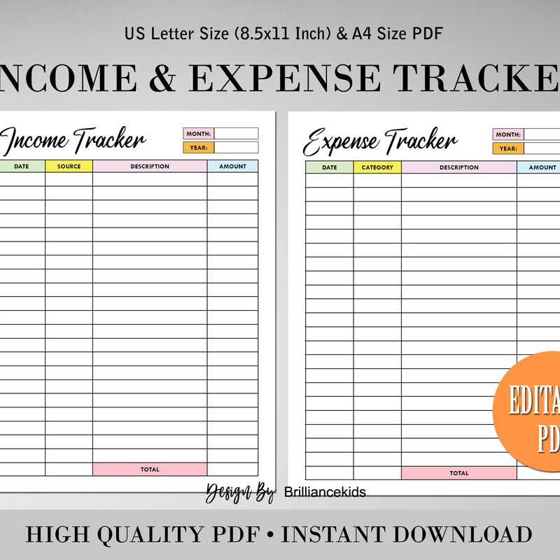 Income Tracker Printable - Etsy