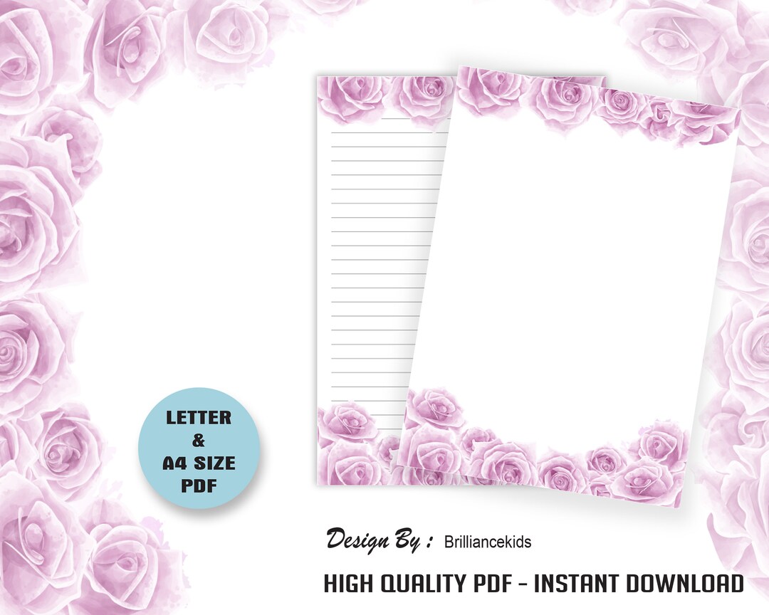 Floral Writing Paper Printable, Stationery Paper, Letter Writing, Us ...