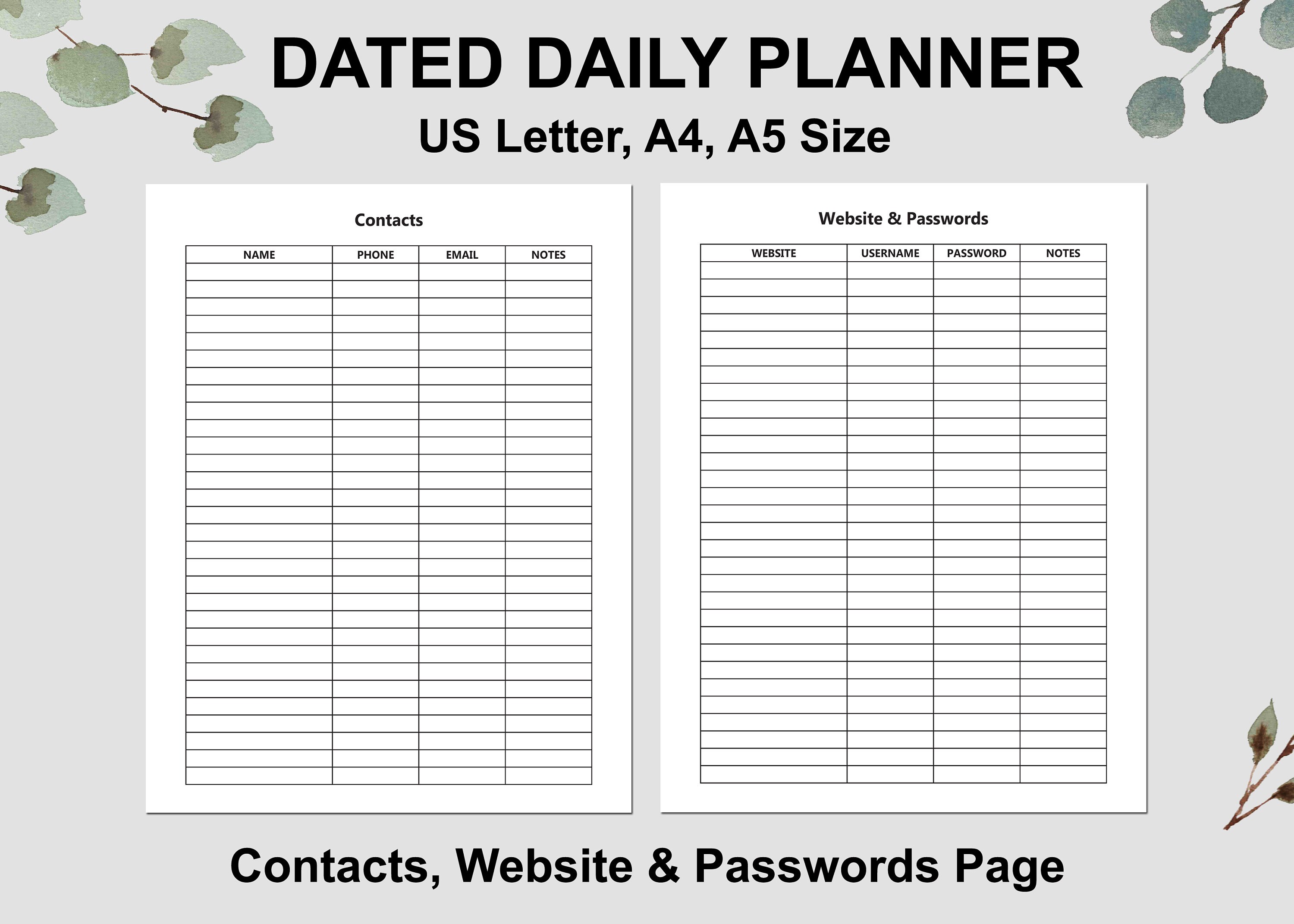 2022, 2023 Dated Daily Planner Printable, Dated Day Planner, Daily ...