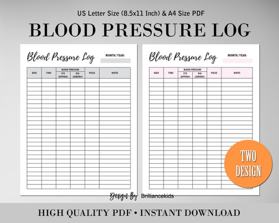 Blood Pressure Log Printable Tracker Heart Rate BP Monitor - Etsy Canada