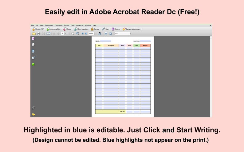 Editable Printable Accounting Ledger, Printable Bookkeeping, Log for ...