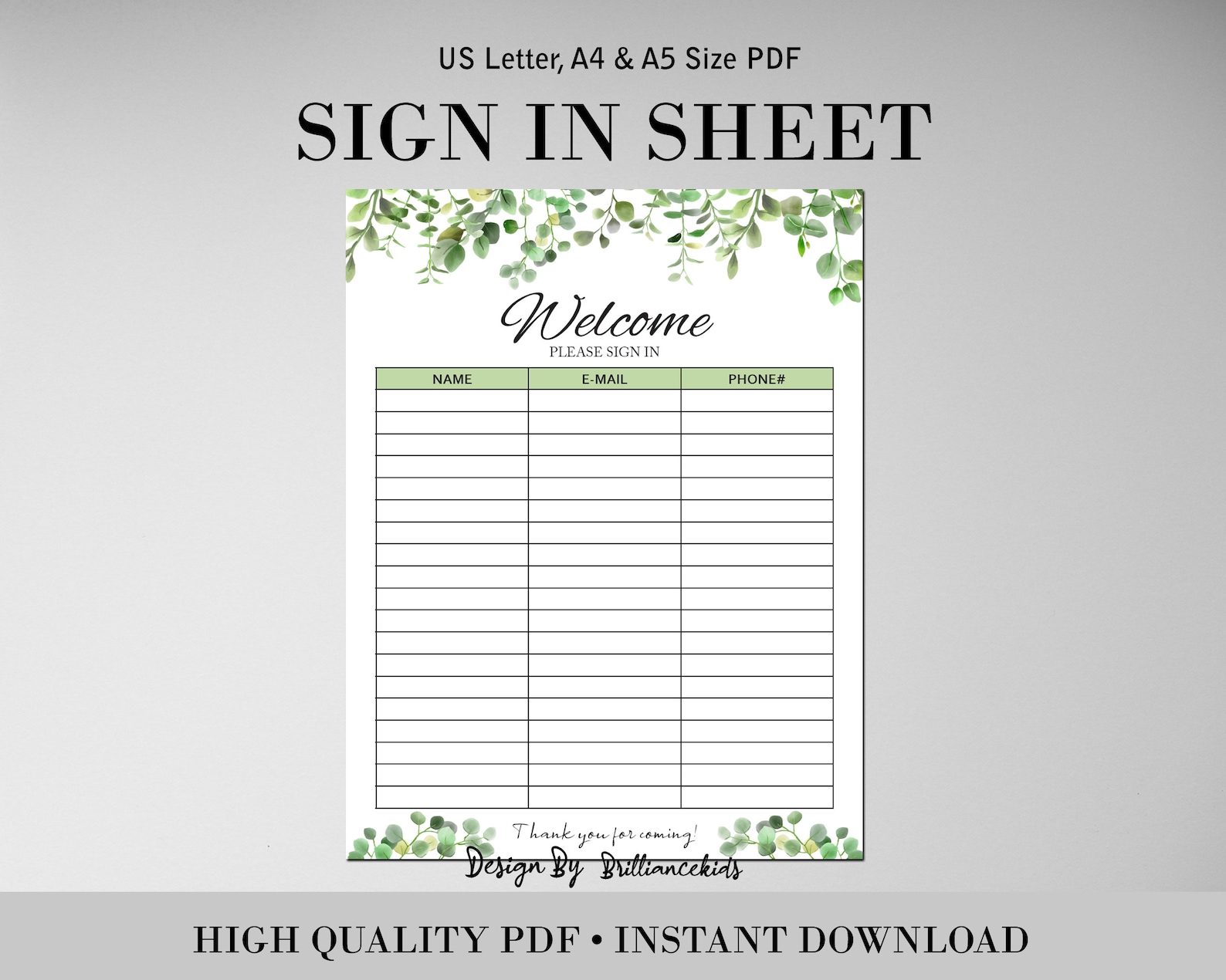 Sign up Sheet Printable, Sign in Sheet, Email Sign up Forms, Event Sign ...