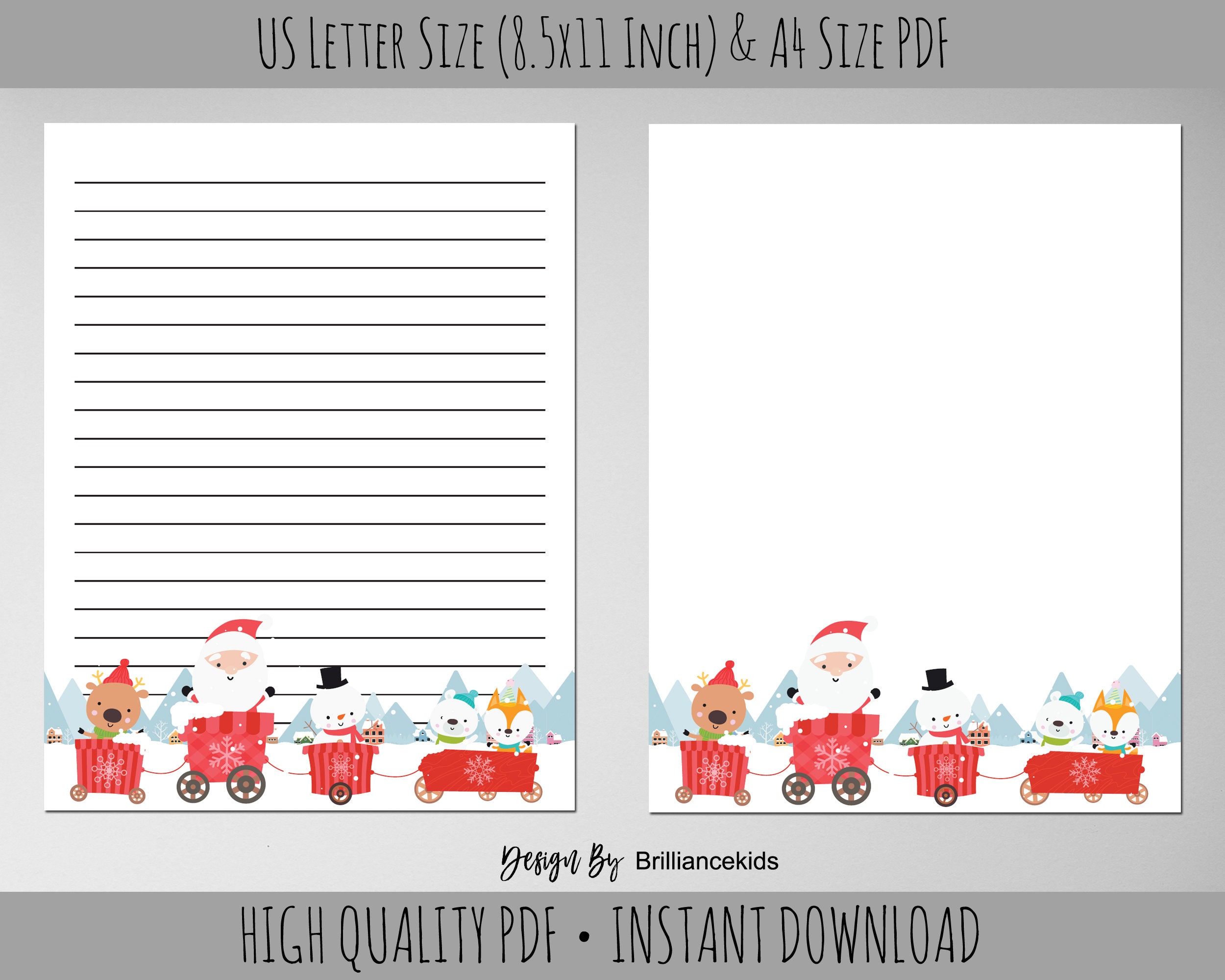 Stationery Paper Digital Download Plant Art Winter Holidays Letter ...