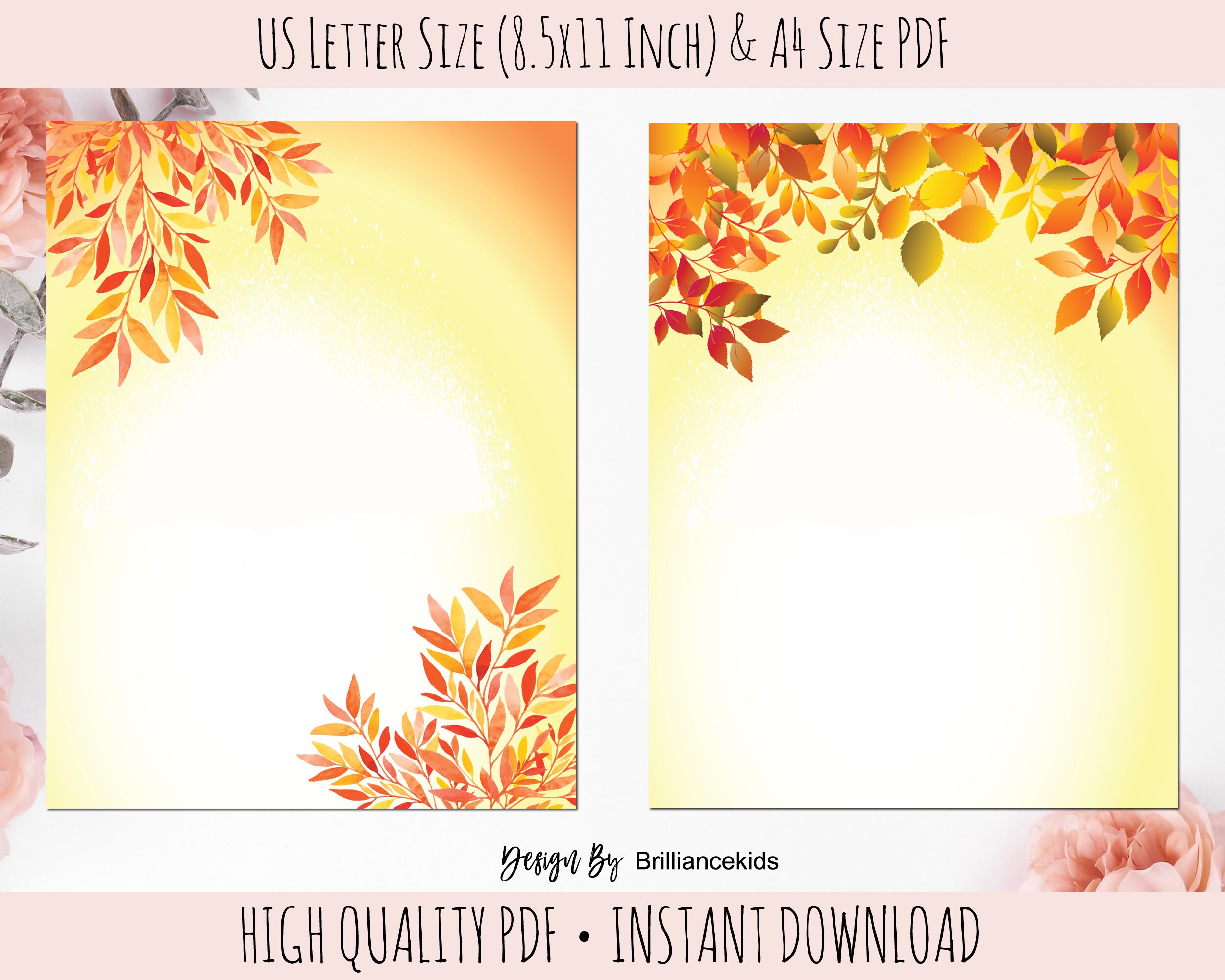 Autumn Leaves Stationery Writing Paper - Printable Stationary Paper ...