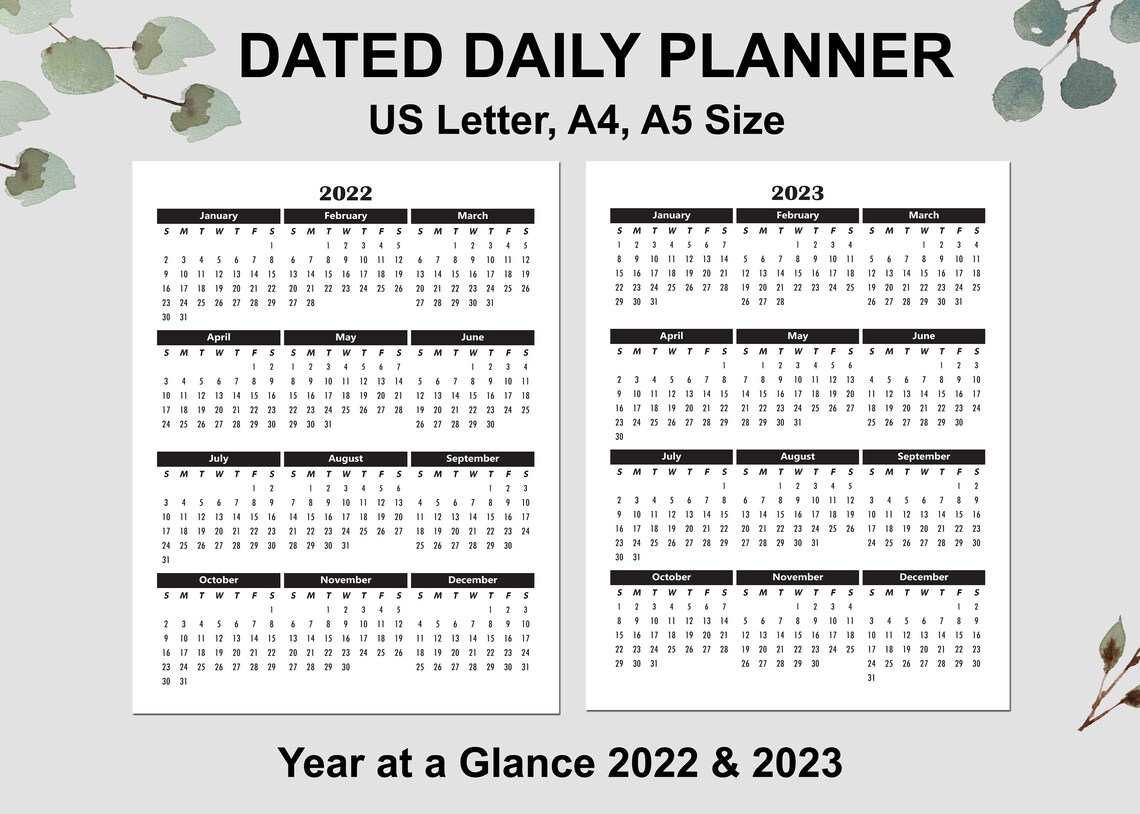 2022, 2023 Dated Daily Planner Printable, Dated Day Planner, Daily ...