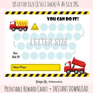 Construction Reward Printable Chart, Instant Download Reward Chart ...