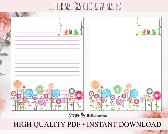 Floral Writing Paper Printable Stationery Paper Letter | Etsy