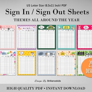 Sign in and Sign Out Forms for Daycare and Childcare, Sign in Sheet ...