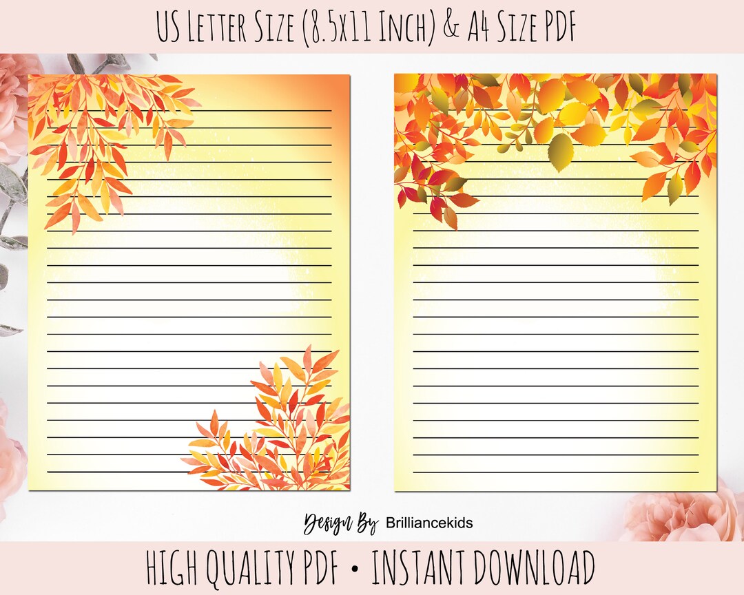 Autumn Leaves Stationery Writing Paper - Printable Stationary Paper ...