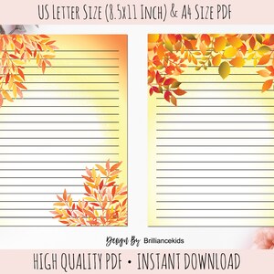 Autumn Leaves Stationery Writing Paper - Printable Stationary Paper ...