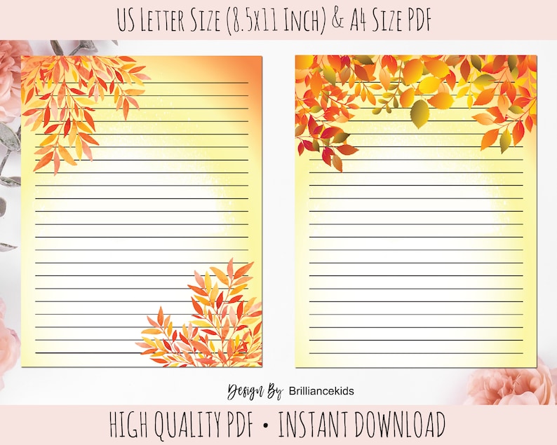 Autumn Leaves Stationery Writing Paper - Printable Stationary Paper ...