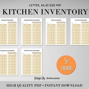 Kitchen Inventory Printable PDF, Kitchen Food Inventory Tracker, Food ...
