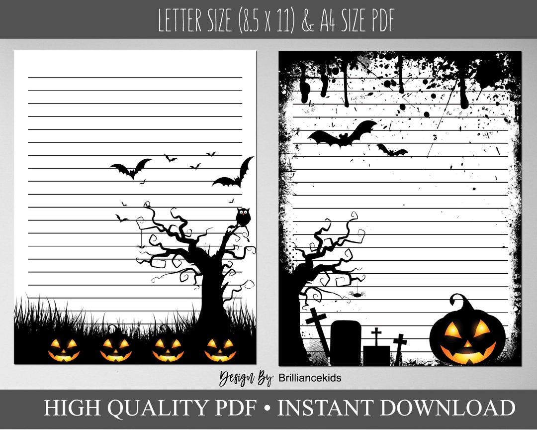 Halloween Stationery Writing Paper Printable Stationary Paper Digital ...
