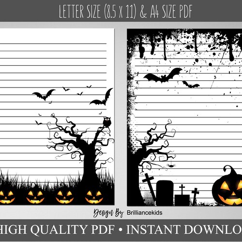 Halloween Stationery Writing Paper Printable Stationary - Etsy