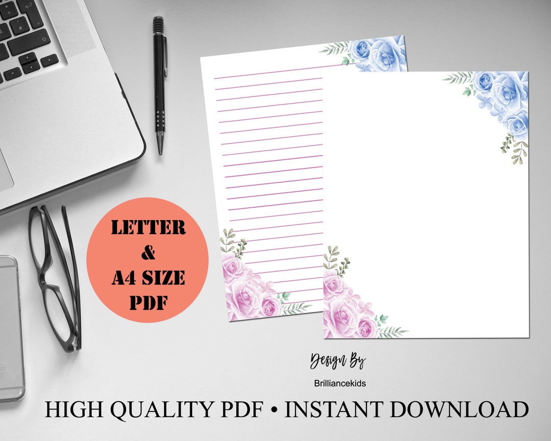Floral Writing Paper Printable, Stationery Paper, Letter Writing, Us ...