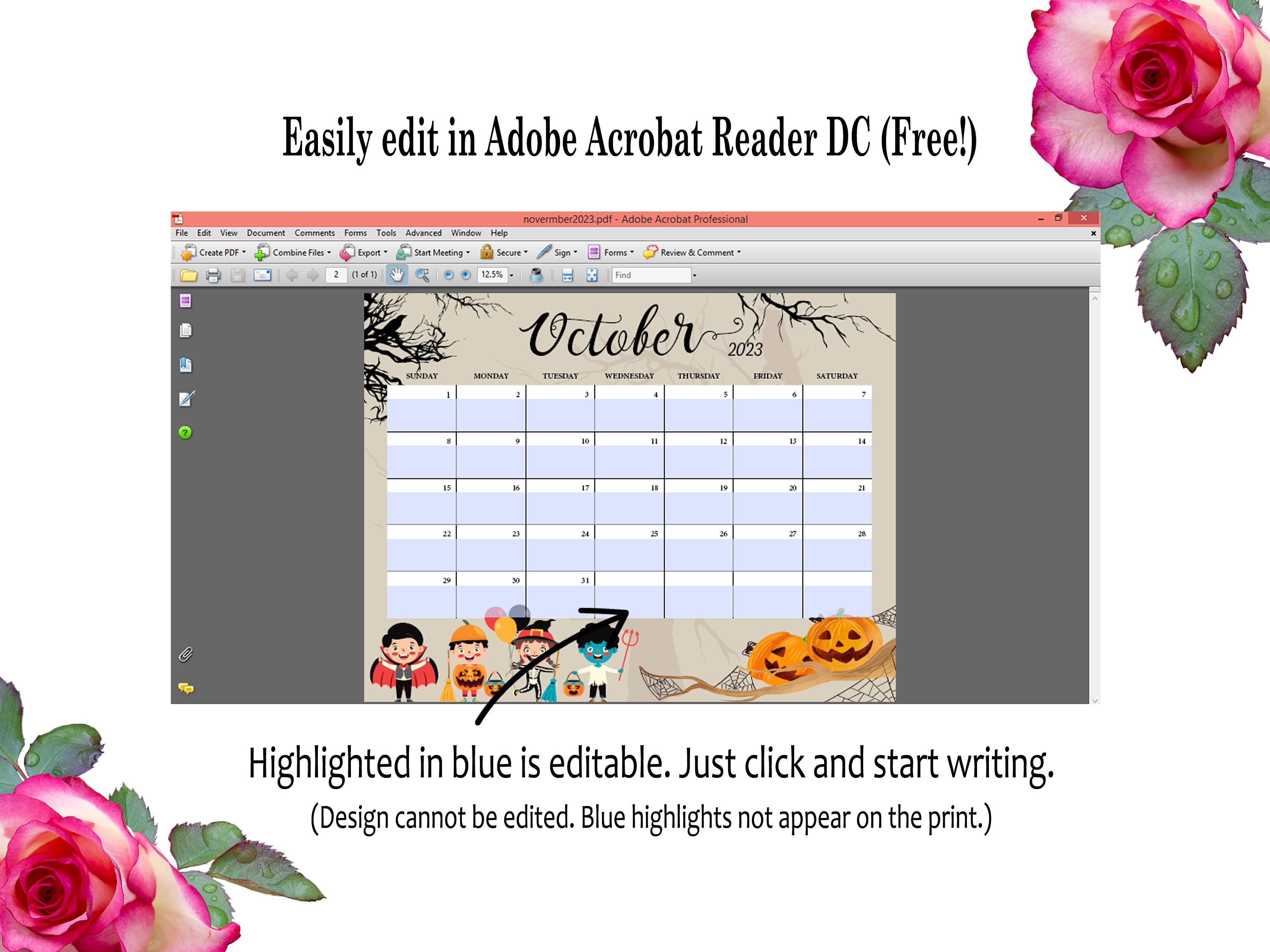 Editable October Month Calendar 2023, Halloween Planner, Printable ...