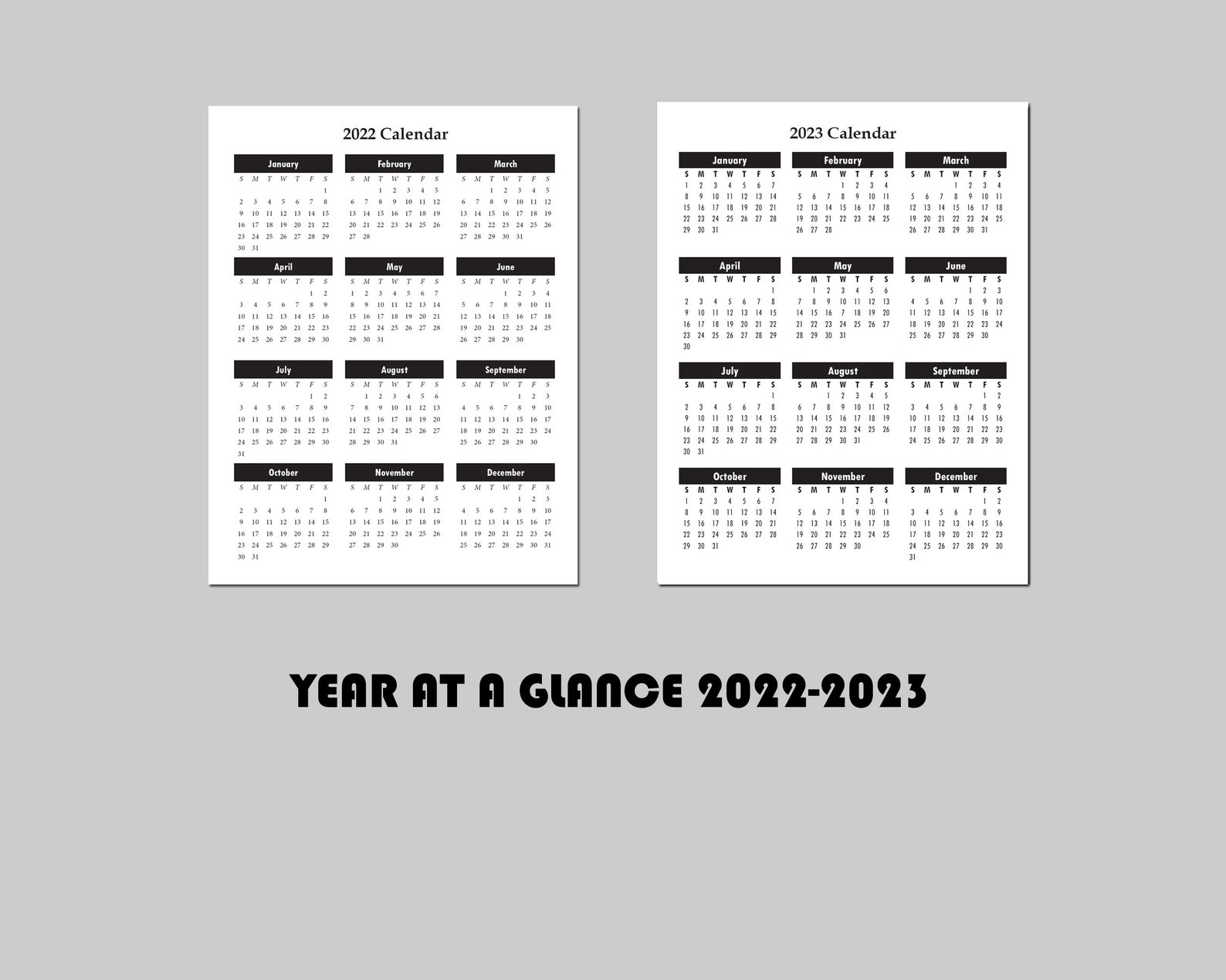 2022, 2023 Calendar Printable, Planner, Sunday Start, Letter Size ...